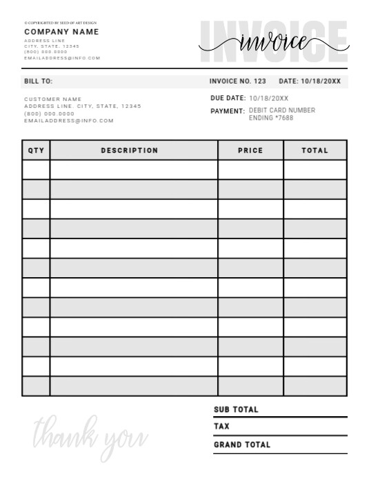 Modern Minimalist White Business Invoice Professional Price Flyer ...