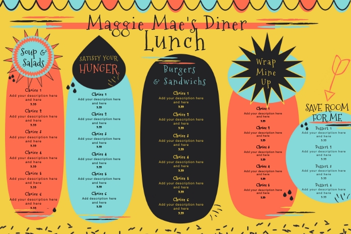Modern New Retro Vintage Lunch Menu Template | PosterMyWall