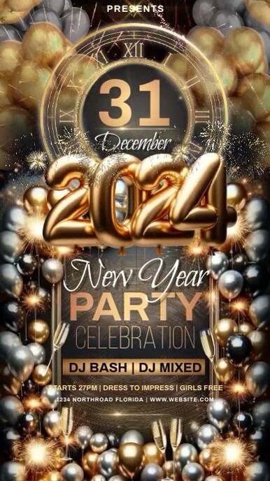 Copy of modern new year bash party design template | PosterMyWall