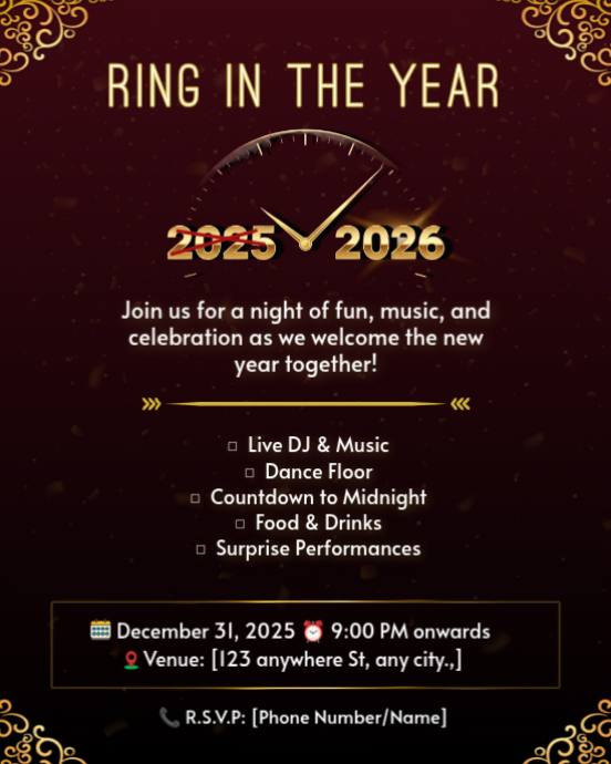 Modern new year celebration party invitation Template | PosterMyWall
