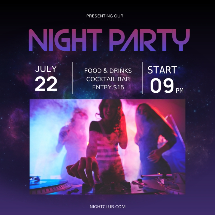 Modern Night Party Instagram Template | PosterMyWall