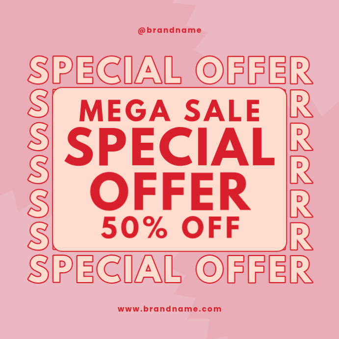 Modern Pink Typographic Mega Special Sale Promotion Instagram Post Template | PosterMyWall