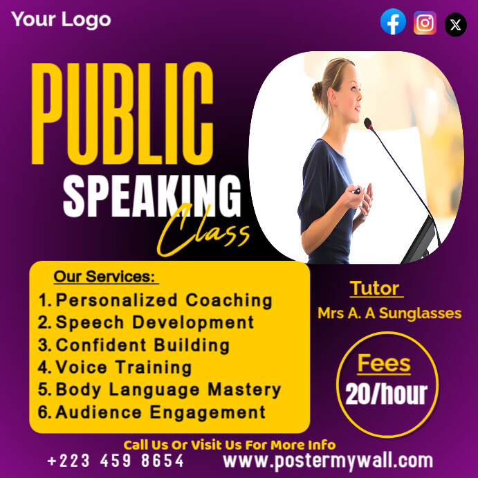 Plantilla de Modern public speaking coaching class Instagram design ...