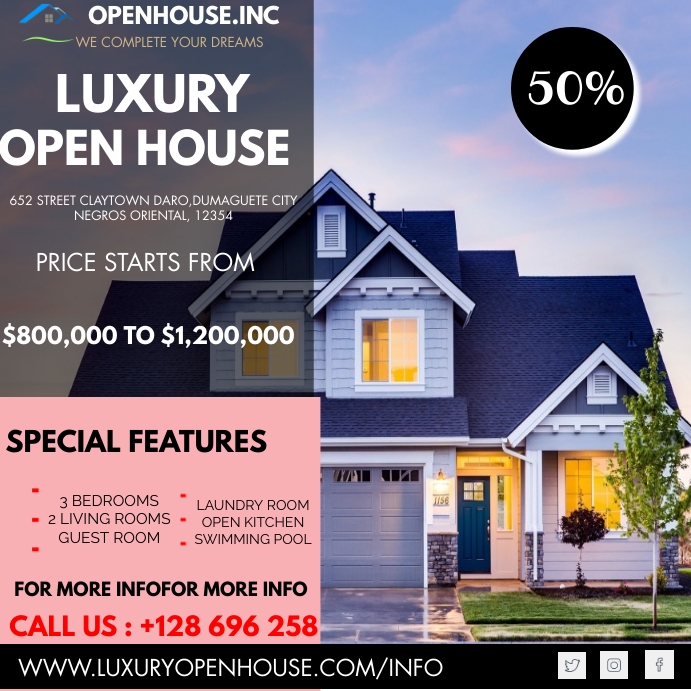 Modern Real Estate Open House Instagram Templ Template | PosterMyWall