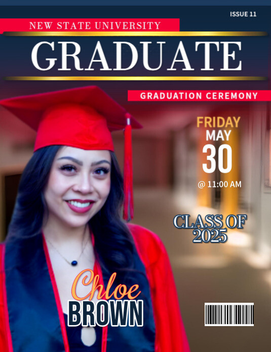 Plantilla de Modern Red & Blue Graduation Ceremony Flyer For High ...