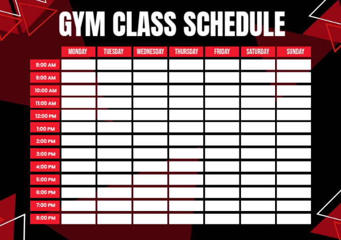 Modern Red Gym Class Schedule Template | PosterMyWall