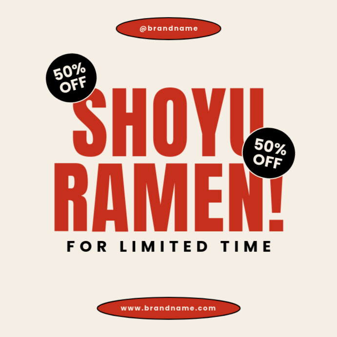 Modern Red Typographic Shoyu Ramen Promotional Sale Discount Instagram ...