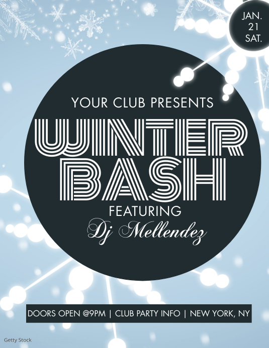 Modern Snowflakes Club Flyers Template | PosterMyWall