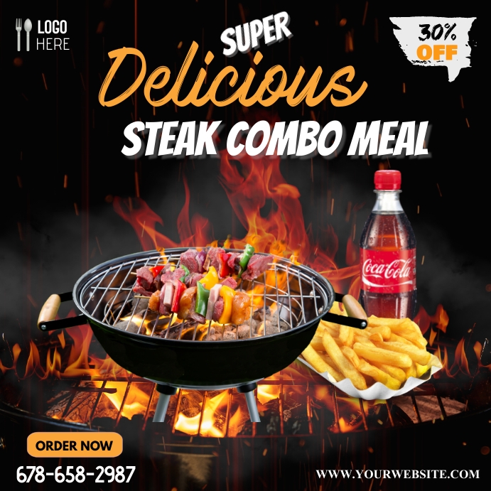 Modern steak combo meal flyer template | PosterMyWall