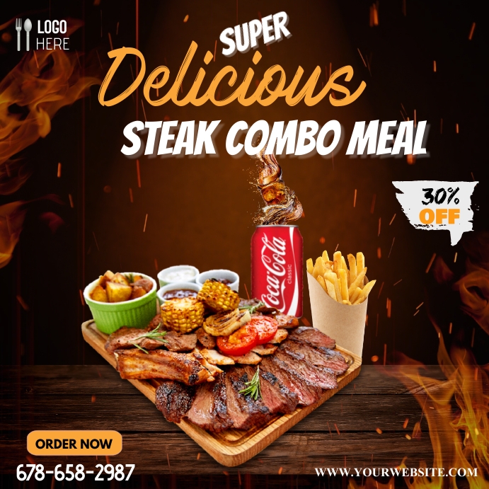 Copy of Modern steak combo meal flyer template | PosterMyWall