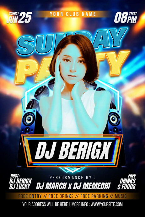 Modern Sunday Party Flyer or Poster template | PosterMyWall