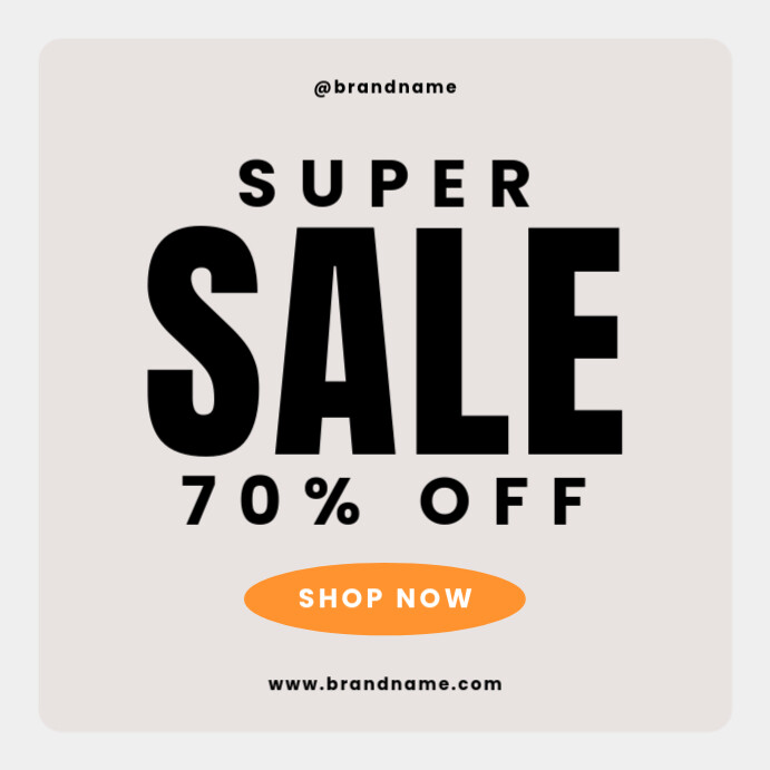 Modern Super Sale 70 Percent Off Beige Orange Promotion Instagram Post ...