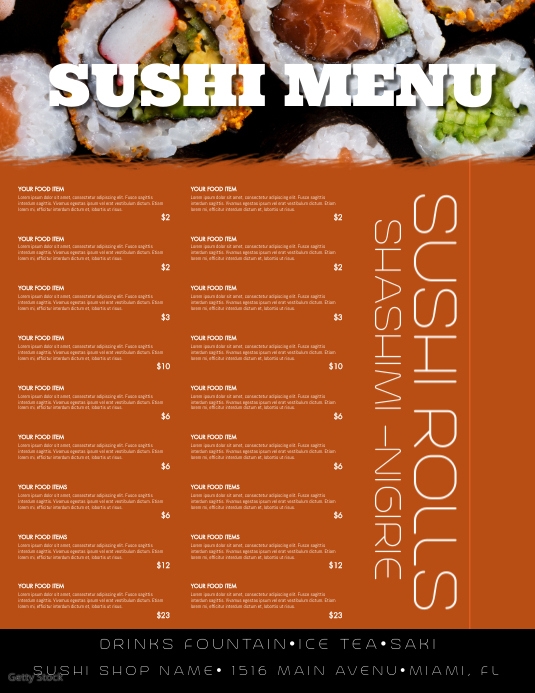 Sushi Menus Designed Well