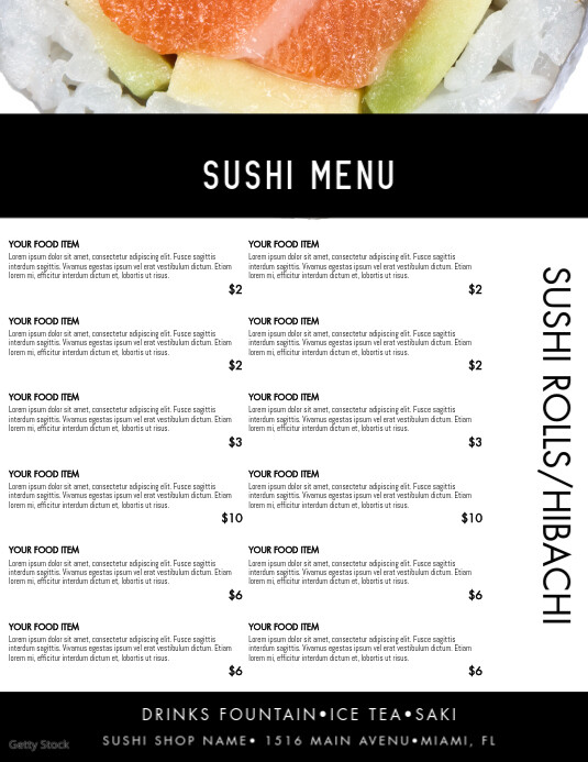 Modern Sushi Asian Menu Hibachi Templates (1) | PosterMyWall