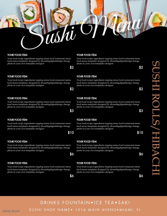 Copy of Modern Sushi Asian Menu Hibachi Templates (2) | PosterMyWall