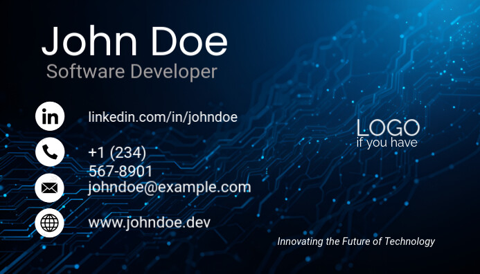 Modern Tech Professional Business Card for Software Developers Template ...