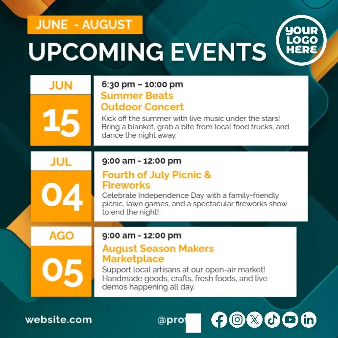 Modèle Modern Upcoming Events Schedule Video Instagram Post | PosterMyWall