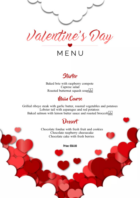 Copy of Modern Valentines Day Heart Menu | PosterMyWall