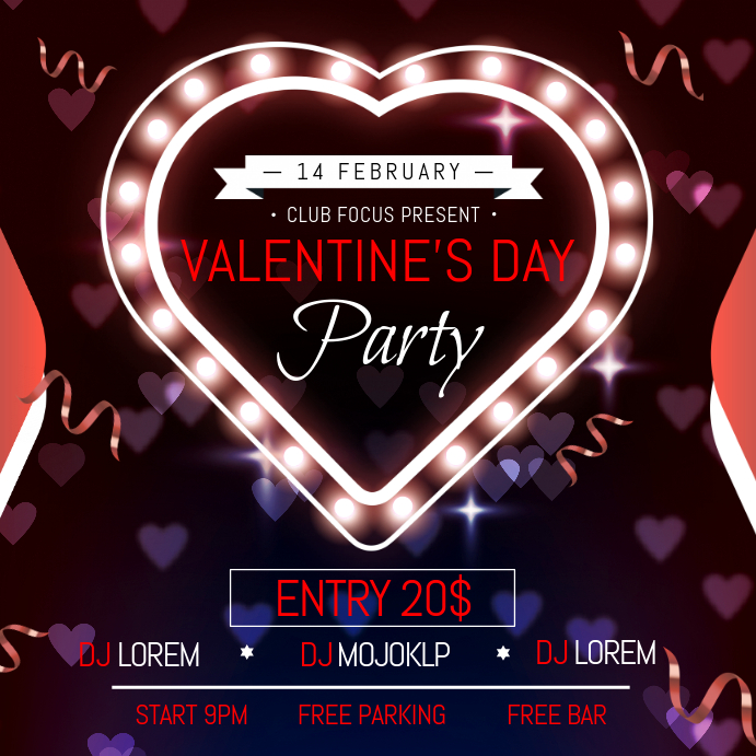Modern Valentines Party Instagram Post Template | PosterMyWall