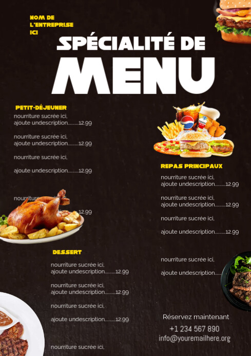 Modèles de menu (1) Template | PosterMyWall