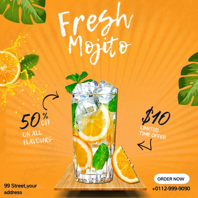 Mojito And cocktail poster Template | PosterMyWall