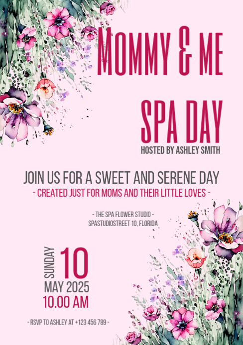 Copy of Mommy and me spay invitation with watercolor flower | PosterMyWall