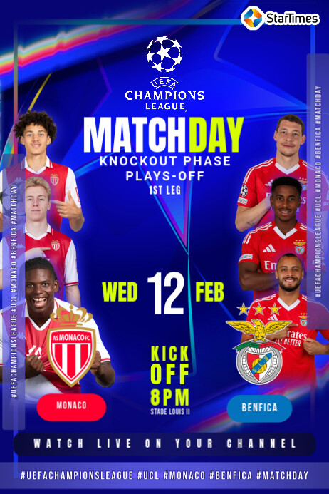 Monaco VS Benfica Template | PosterMyWall