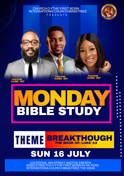 Modèle Monday Bible study | PosterMyWall