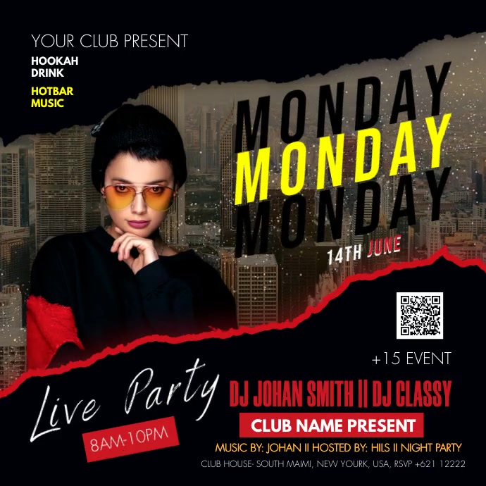 Monday Live Party Template | PosterMyWall