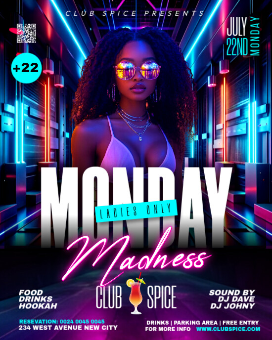 Copy of Monday madness ladies night dance club disco bar event ...
