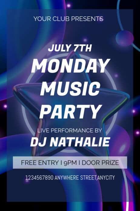 MONDAY MUSIC PARTY Template | PosterMyWall