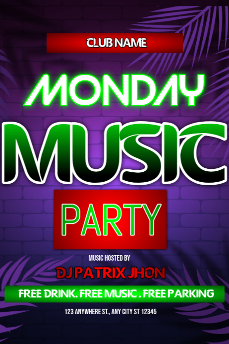 Monday music party poster Template | PosterMyWall
