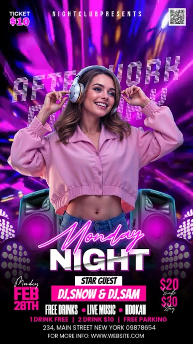 Monday Night Club Party Template | PosterMyWall