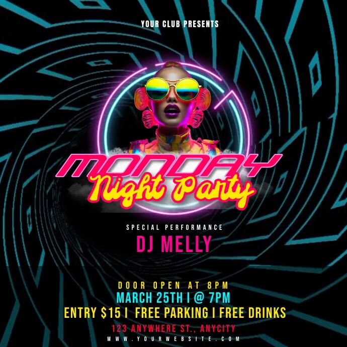 Monday Night Party Template | PosterMyWall