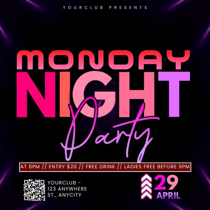 Copy of Monday Night Party | PosterMyWall