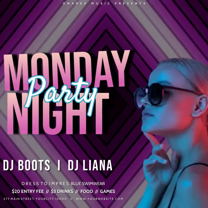 Monday Night Party Template | PosterMyWall