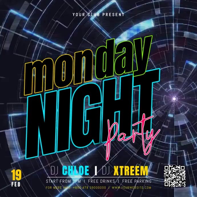 Monday Night Party Template | PosterMyWall
