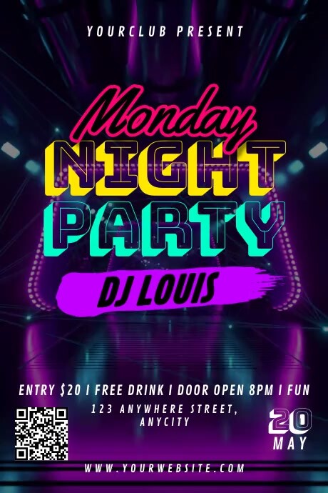 Monday Night Party Template | PosterMyWall