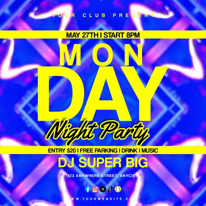 Plantilla de Monday Night Party | PosterMyWall