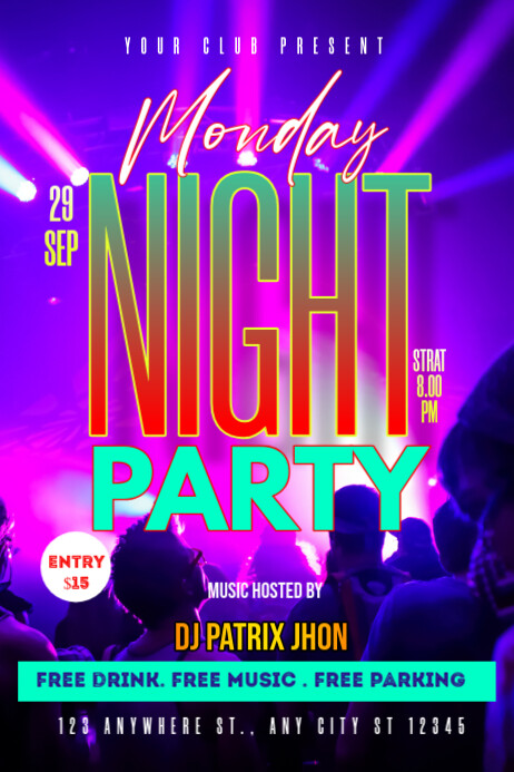 monday night party poster Template | PosterMyWall