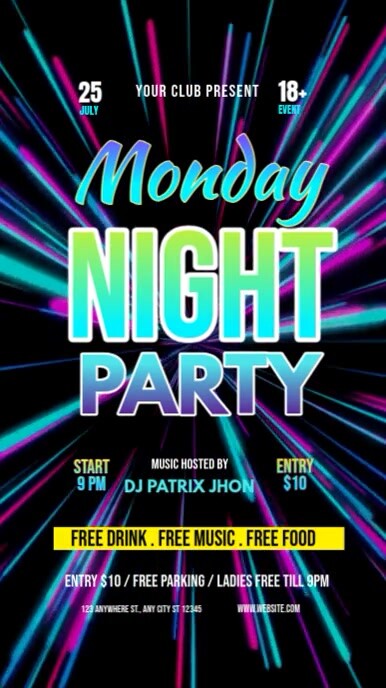 Plantilla de Monday night party video | PosterMyWall
