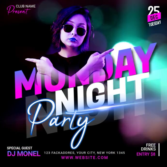 Plantilla de Monday Party Template | PosterMyWall