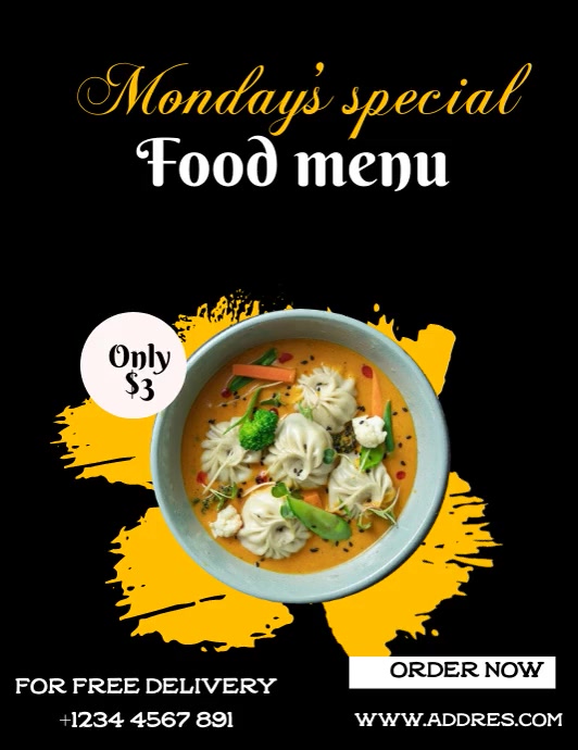 Monday Special Food Menu Template | PosterMyWall