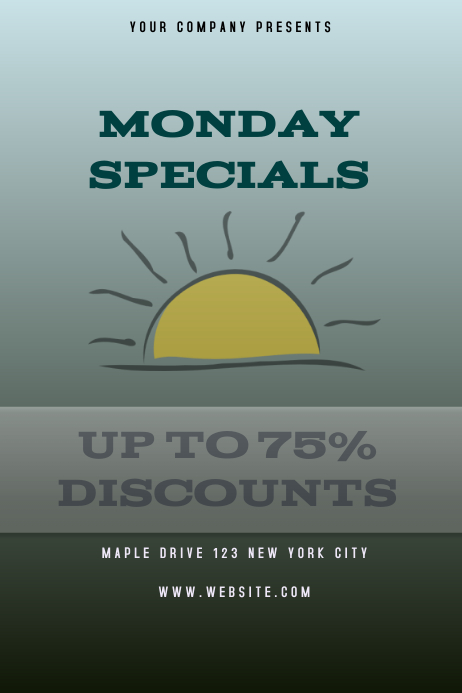 MONDAY SPECIALS DISCOUNT FLYER Template | PosterMyWall