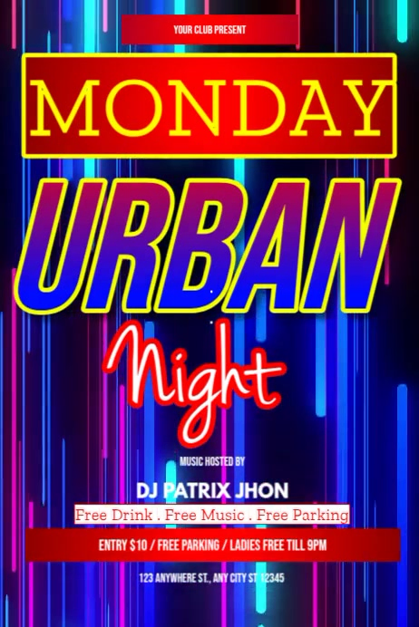 Monday urban night video Template | PosterMyWall