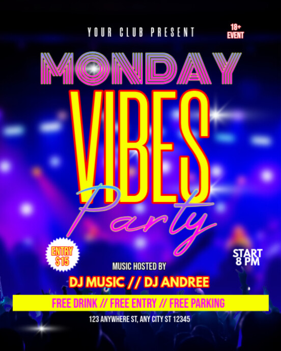 Monday vibes party post Template | PosterMyWall