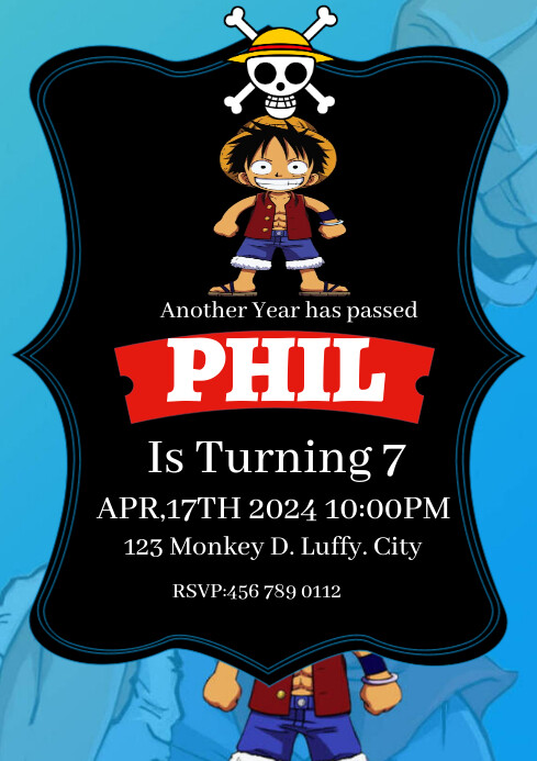 Monkey D. Luffy. | Birtjhday Invitation Template | PosterMyWall