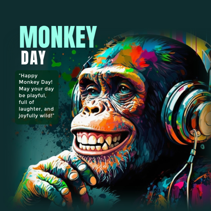 Green Monkey Day Instagram Ad Template | PosterMyWall