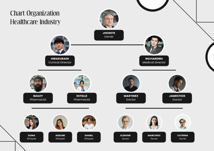 Monochrome Healthcare Industry Organization Chart Template | PosterMyWall