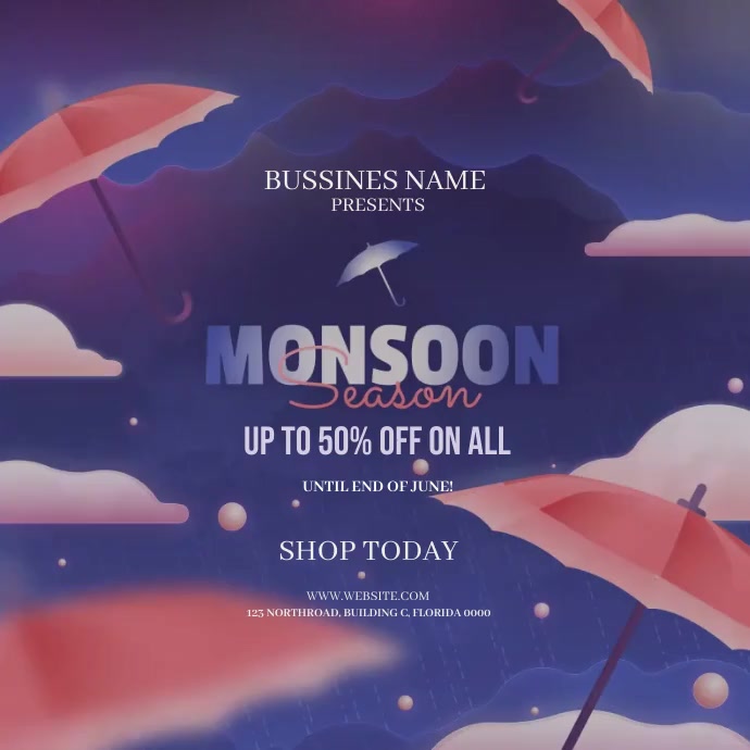 MONSOON SALE INSTAGRAM SQUARE TEMPLATE | PosterMyWall
